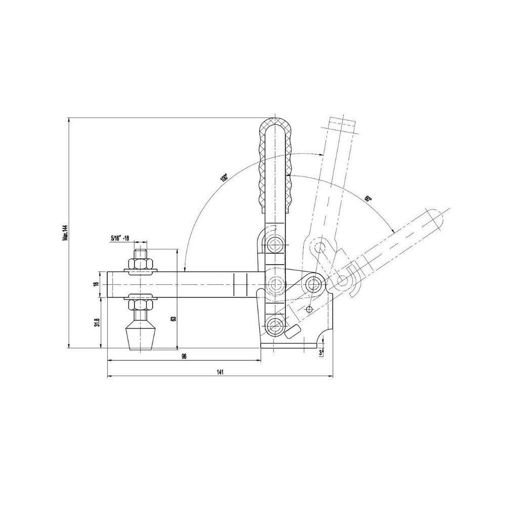 Hertel - Manual Hold-Down Toggle Clamp: Vertical, 500.00 lb Capacity, U ...