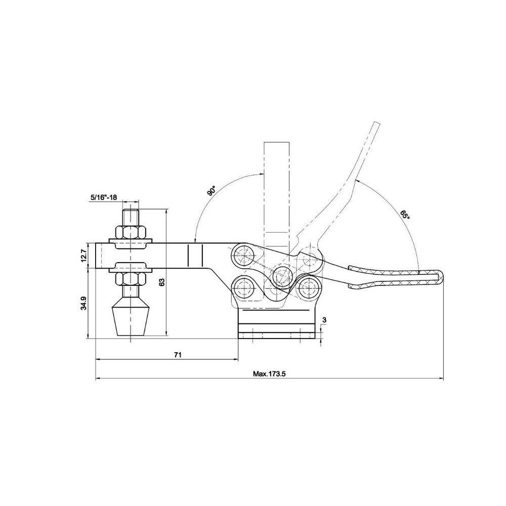 Hertel - Manual Hold-Down Toggle Clamp: Horizontal, 500.00 lb Capacity ...
