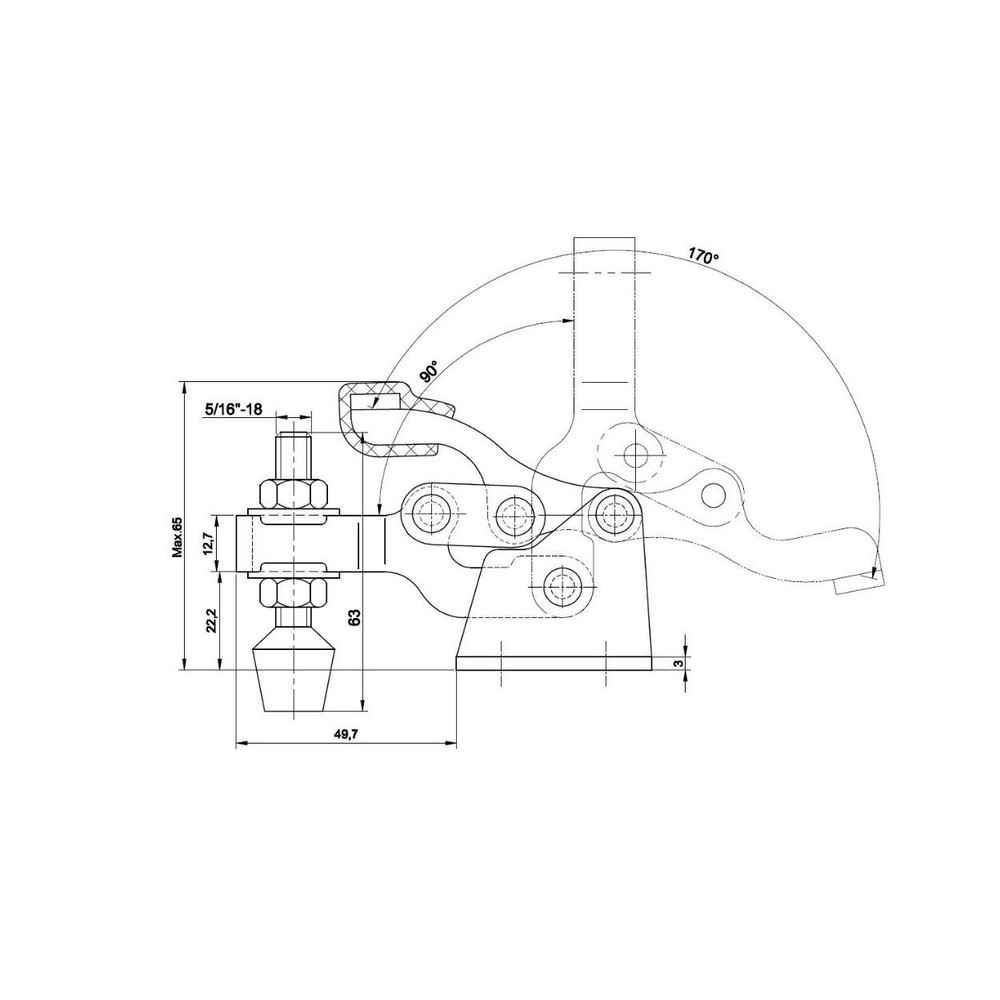 Hertel - Manual Hold-Down Toggle Clamp: Vertical, 331.00 lb Capacity, U ...