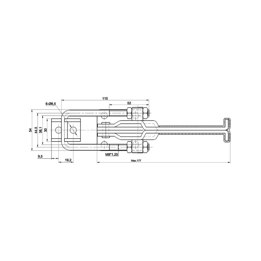 Hertel - Pull-Action Latch Clamp: Horizontal, 1,984 lb, U-Hook, Flanged ...