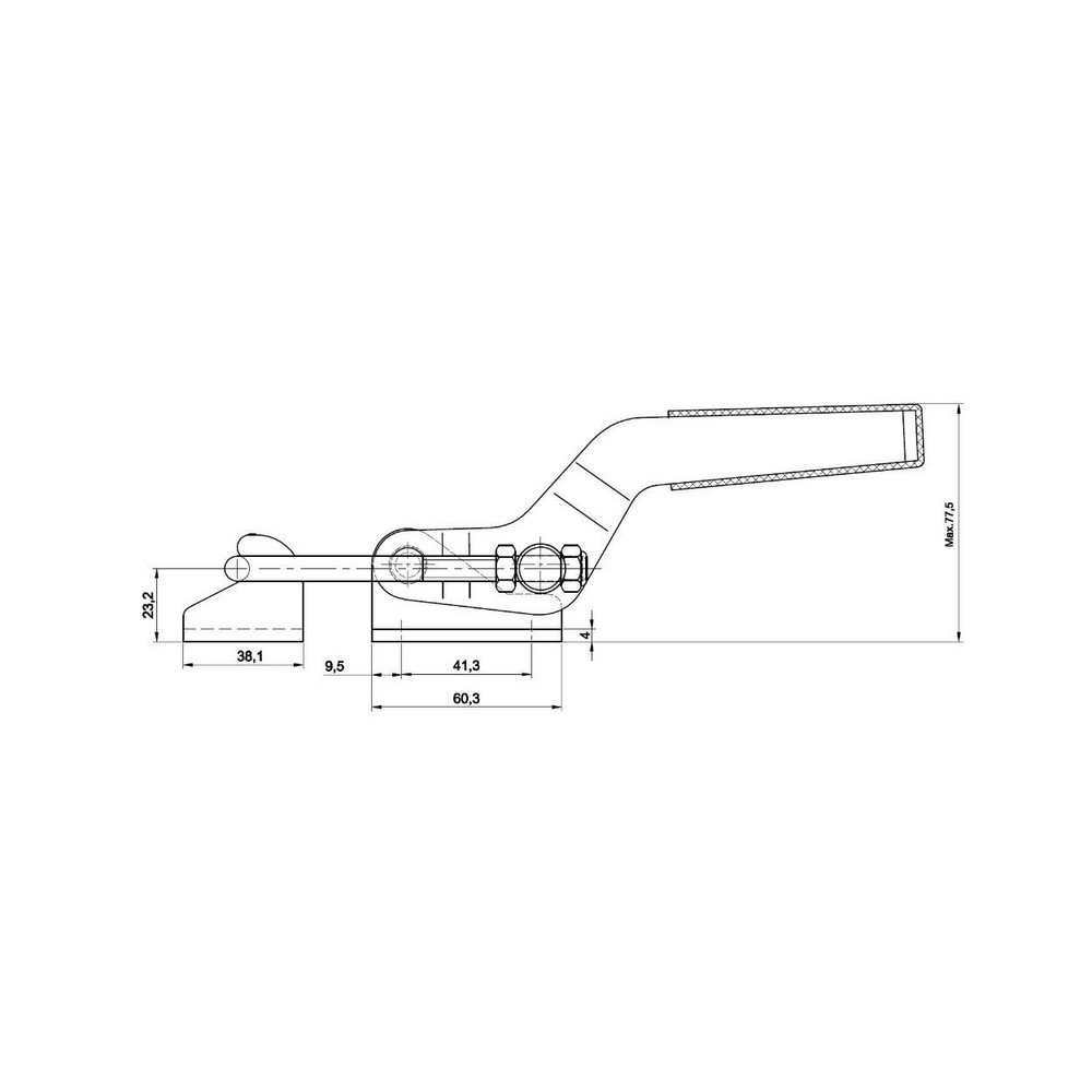 Hertel - Pull-Action Latch Clamp: Horizontal, 1,984 lb, U-Hook, Flanged ...