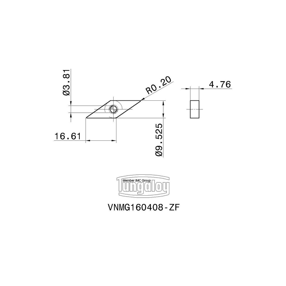 Tungaloy - Turning Insert: VNMG 332 ZF T9215, Carbide | MSC Direct