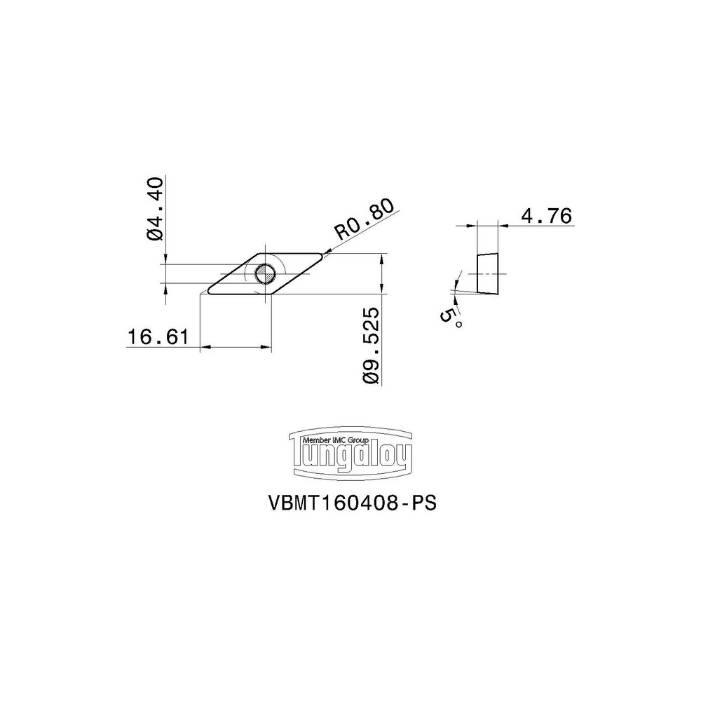 Tungaloy - Turning Insert: VBMT160408-PS T9215, Carbide | MSC Direct