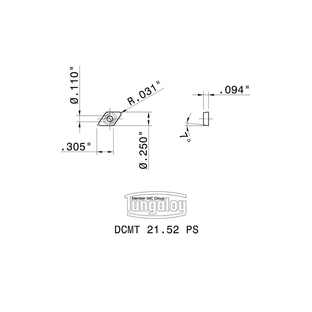 Tungaloy - Turning Insert: DCMT070208-PS T9225, Carbide | MSC Direct