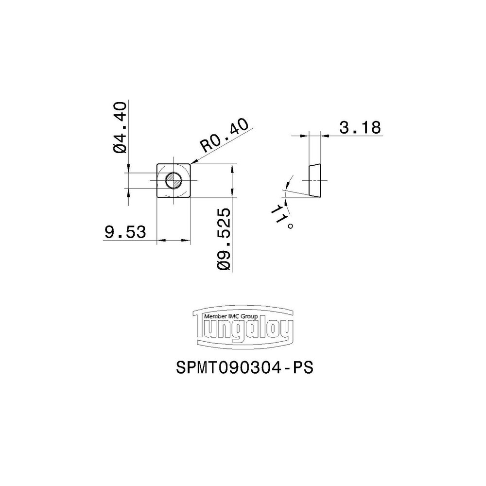 Tungaloy - Turning Insert: SPMT090304-PS T9225, Carbide | MSC Direct