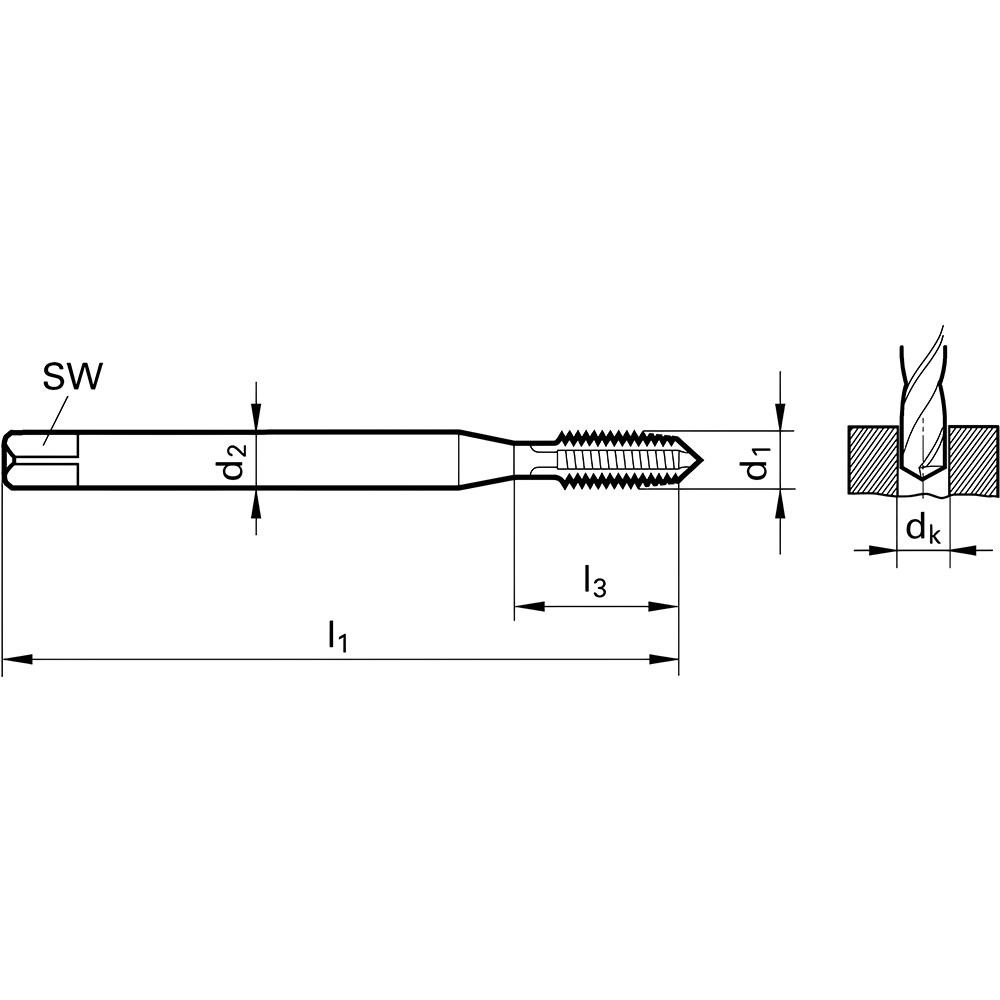 Guhring - Spiral Point Tap: 7/16-14 Thread, UNC, 4 Flutes, Plug Chamfer, 2BX Class of Fit, HSS-E ...