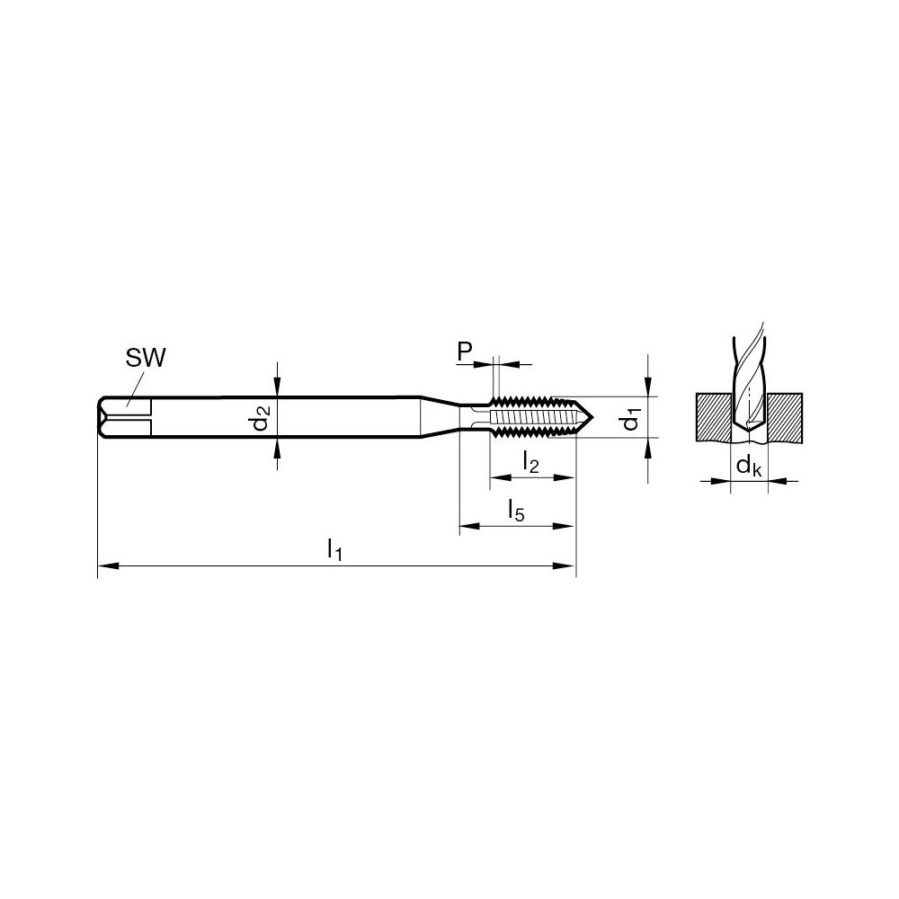 Guhring - Spiral Point Tap: M5x0.8 Metric, 3 Flutes, Plug Chamfer, 6HX Class of Fit, HSS-E ...