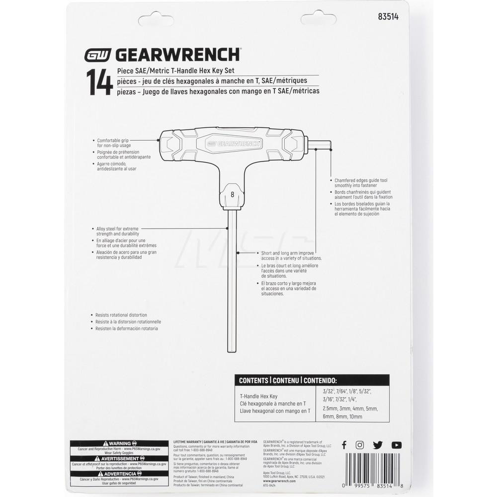 GEARWRENCH - 14 Pc. SAE & Metric T-Handle Hex Key Set | MSC Direct
