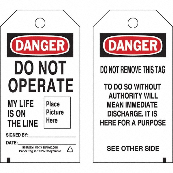 Brady - Do Not Operate Tag: 5-3/4" High, 3" Wide, Paper, "DANGER" | MSC ...