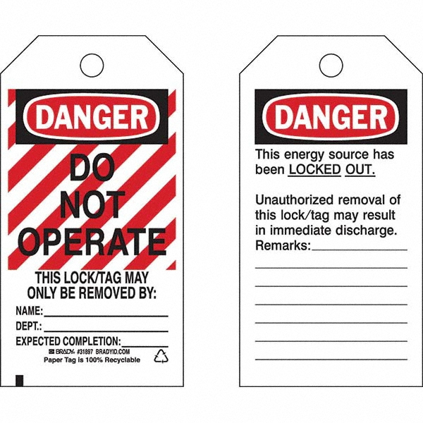 Brady - Lockout Tag: 5-3/4" High, 3" Wide, Paper, "DANGER" | MSC Direct