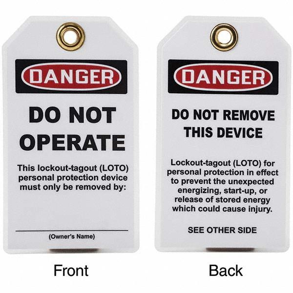 Brady - Do Not Operate Tag: 5-3/4" High, 3" Wide, Vinyl, "DANGER" | MSC ...