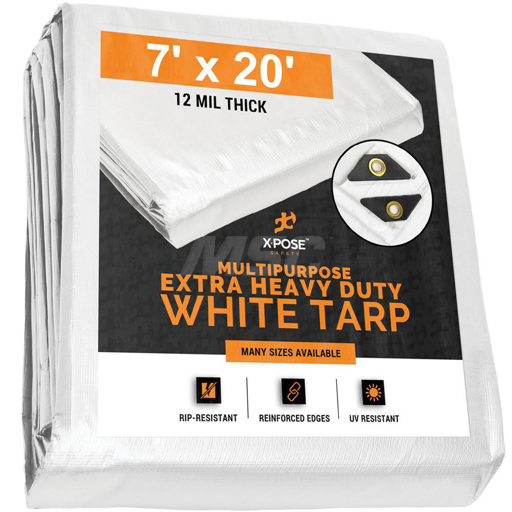 Xpose Safety - Tarp/Dust Cover: White, Rectangle, Polyethylene, 20 ...