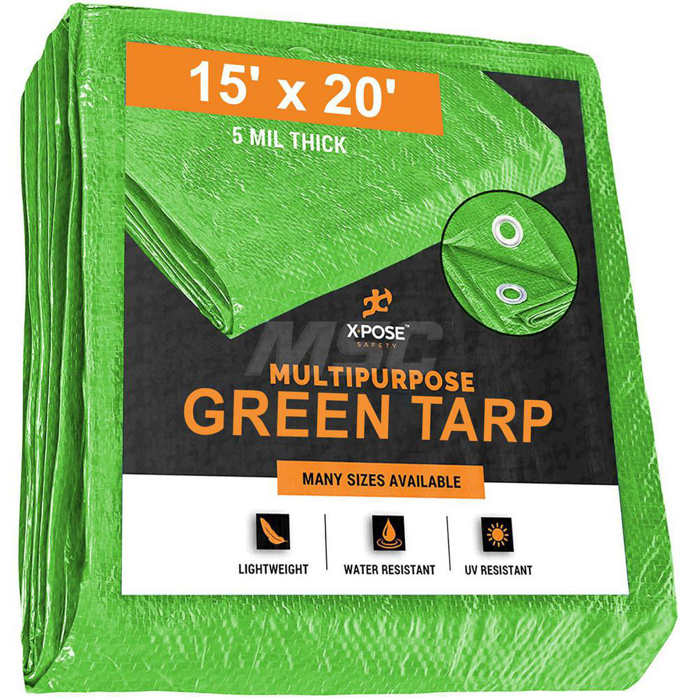 Xpose Safety - Tarp/Dust Cover: Green, Rectangle, Polyethylene, 20 ...