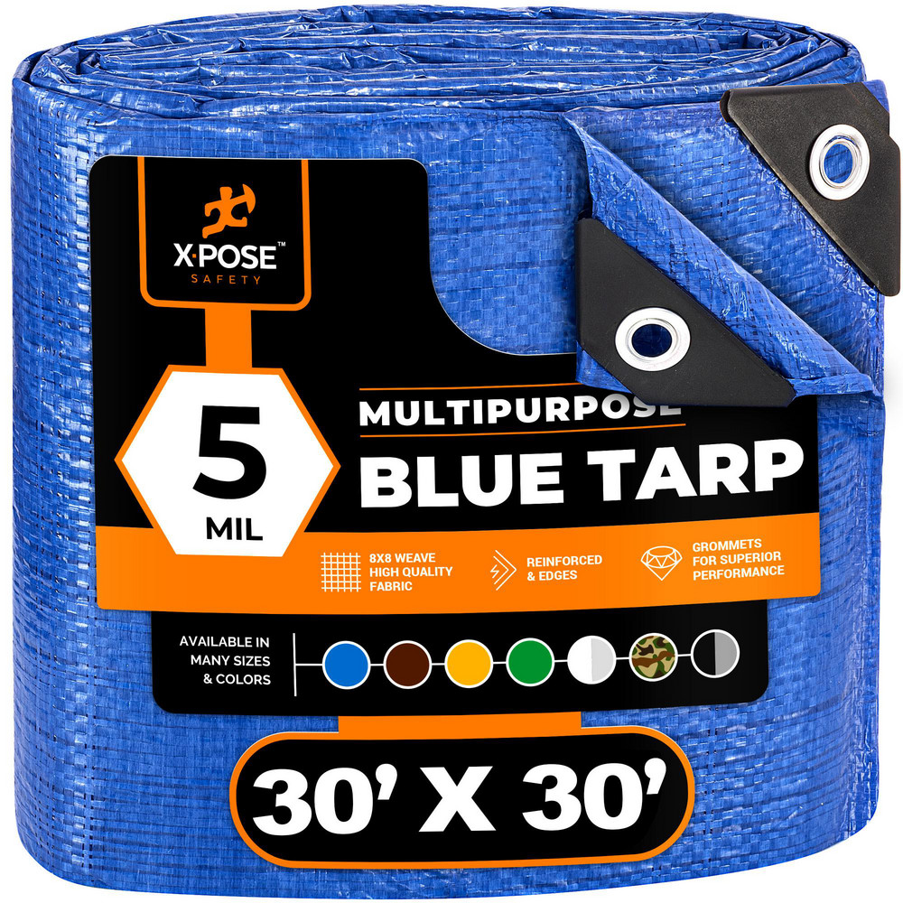 Xpose Safety - Tarp/Dust Cover: Blue, Rectangle, Polyethylene, 30' Long ...
