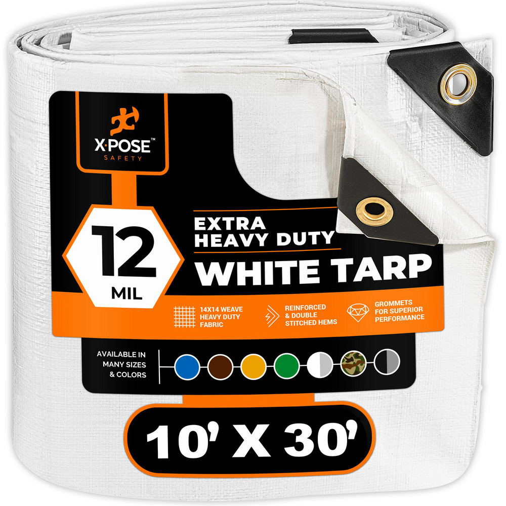 Xpose Safety - Tarp/Dust Cover: White, Rectangle, Polyethylene, 30 ...