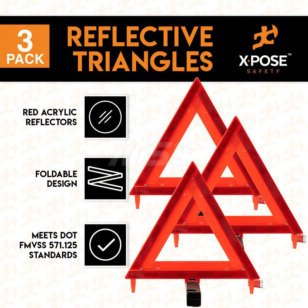 Xpose Safety - 4 Pc Emergency Warning Triangle Highway Safety Kit | MSC ...