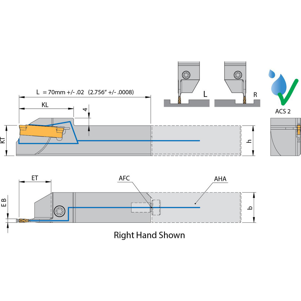 Arno - Indexable Cutoff Toolholder: 0.67" Max Depth of Cut, 1.338" Max ...