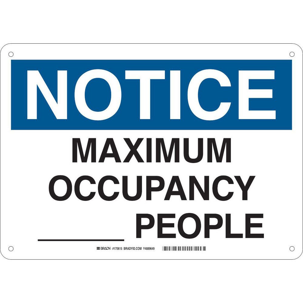 Brady - Safety Signs; Legend: MAXIMUM OCCUPANCY __ PEOPLE ; Language ...