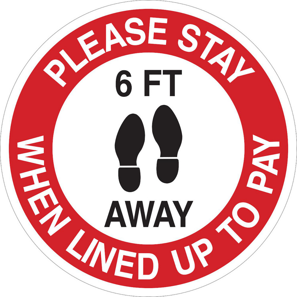 Brady - Safety Signs; Legend: PLEASE STAY 6FT AWAY TO PAY ; Language ...