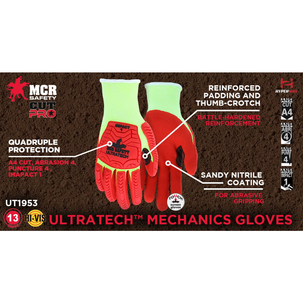 MCR Safety - Cut, Puncture & Abrasion-Resistant Gloves: UltraTech® UT1953, Size Large, ANSI Cut ...