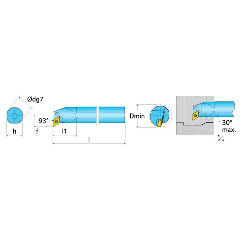 Ingersoll Cutting Tools - Indexable Boring Bar: A20U-HXUNR-3.5, 1-1/2 ...