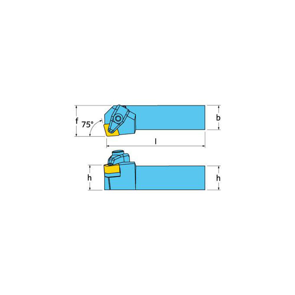 Ingersoll Cutting Tools - Indexable Turning Toolholder: TCKNR12-33B, 75.0 deg Lead Angle, Clamp ...