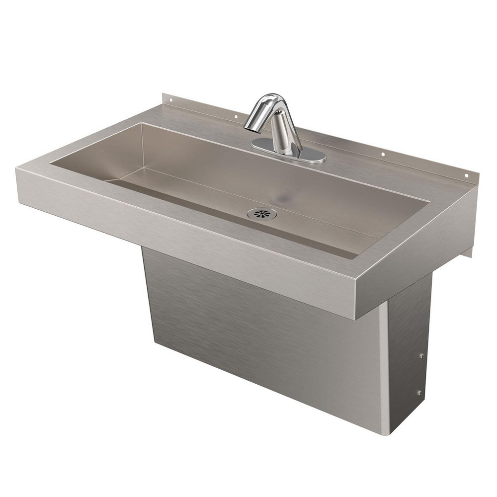 Acorn Engineering - Trough Sink: Wall Mount, H&C Wristblade Gooseneck ...