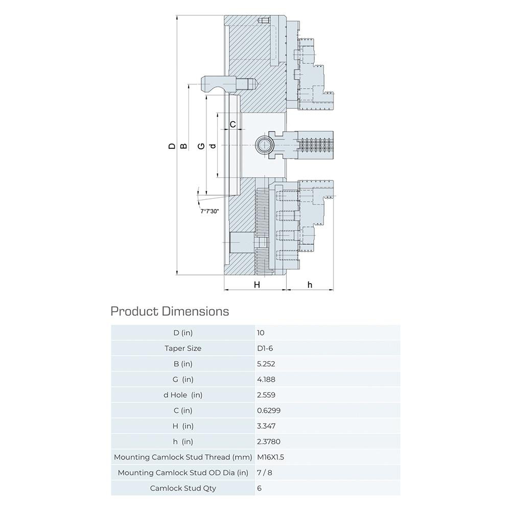Gator Lathe Chucks - Manual Lathe Chuck: 10", 4 Jaws, Independent | MSC Direct