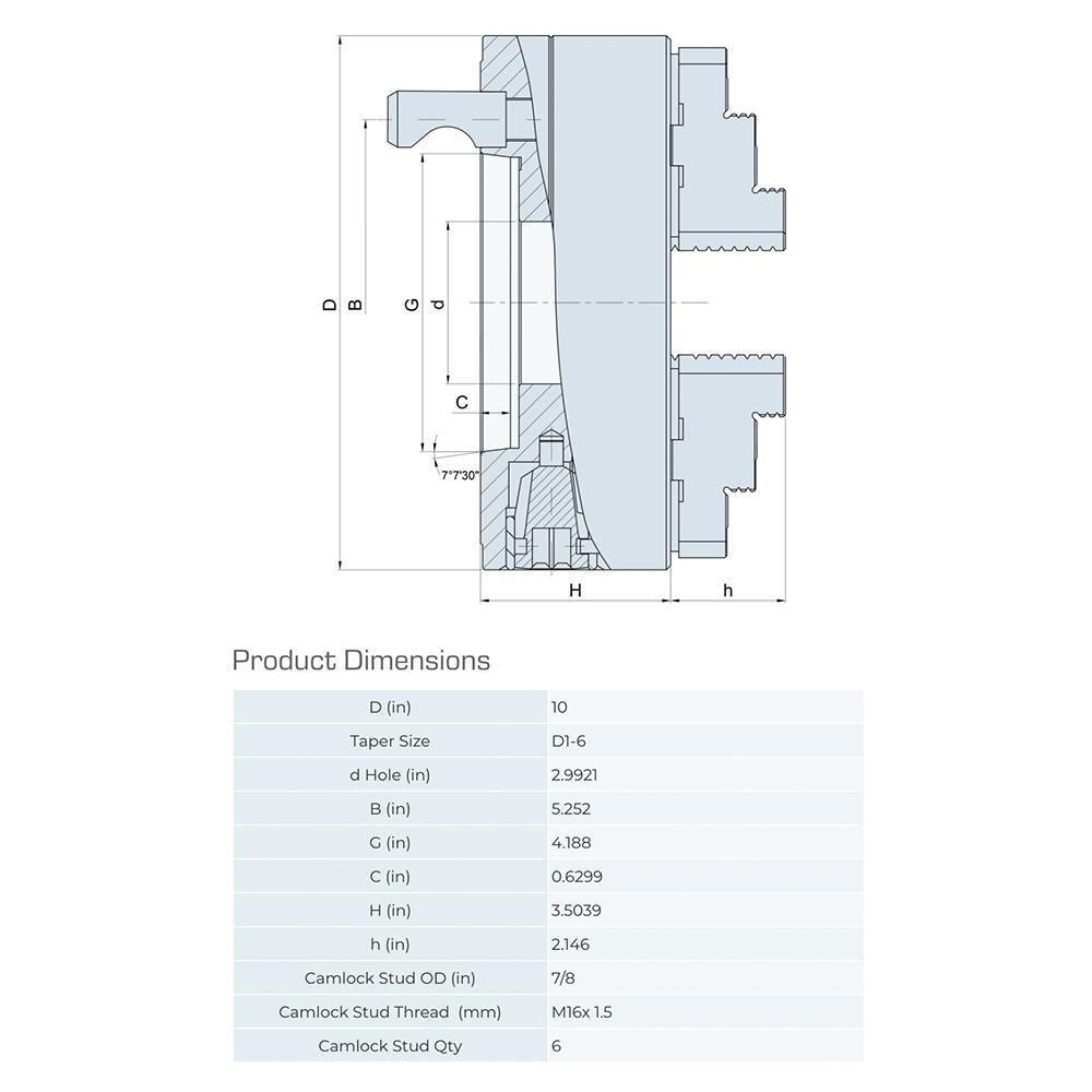 Gator Lathe Chucks - Manual Lathe Chuck: 10", 3 Jaws, Self-Centering | MSC Direct