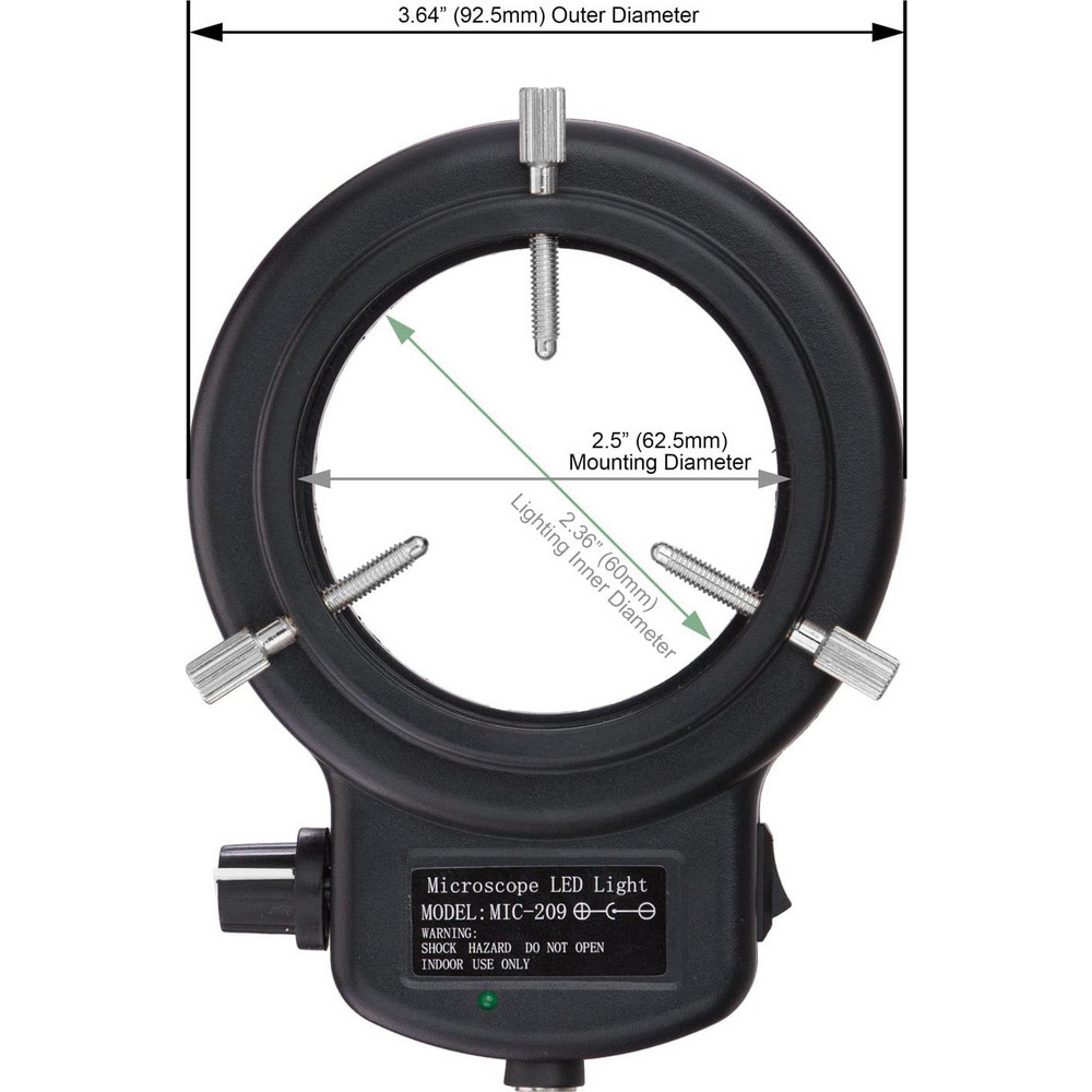 AmScope - 144 LED Intensity-adjustable Ring Light for Stereo ...