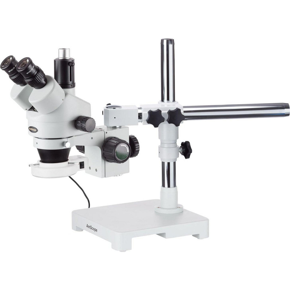 AmScope - 7X-45X Boom Stand Trinocular Zoom Stereo Microscope + 54 LED ...