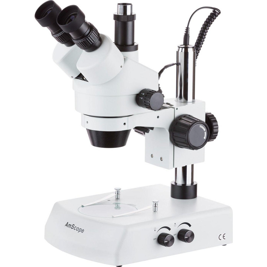 AmScope - 7X-45X Trinocular Stereo Zoom Microscope with Dual Halogen ...