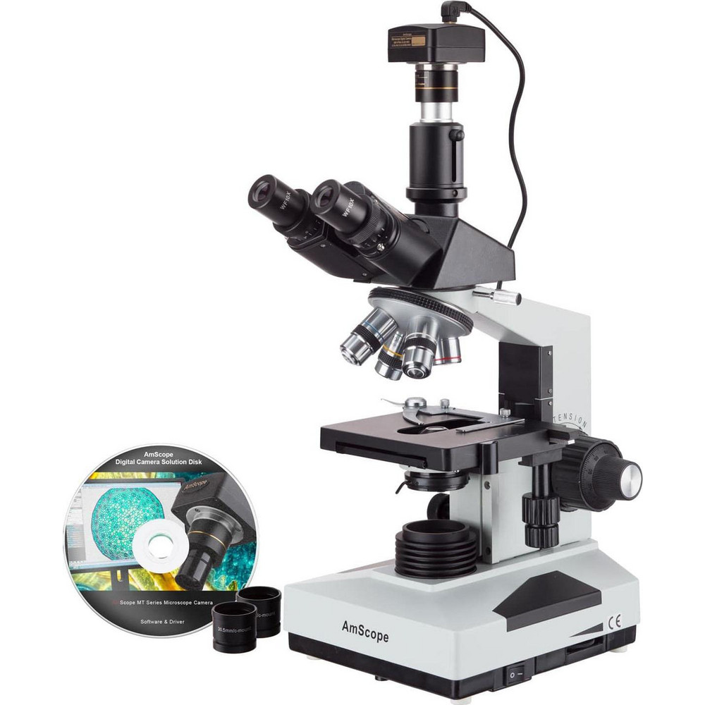 AmScope - 40X-2000X Trinocular Biological Compound Microscope + 3MP USB ...