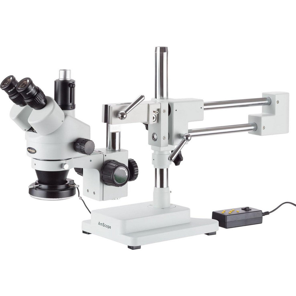 AmScope - 3.5X-45X Trinocular Stereo Microscope with 4-Zone 144-LED ...