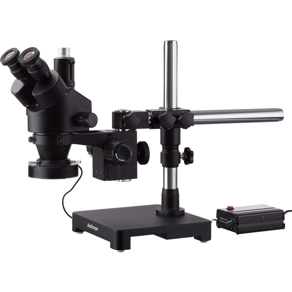 AmScope - 3.5X-45X Black Trinocular Stereo Zoom Microscope on Single ...
