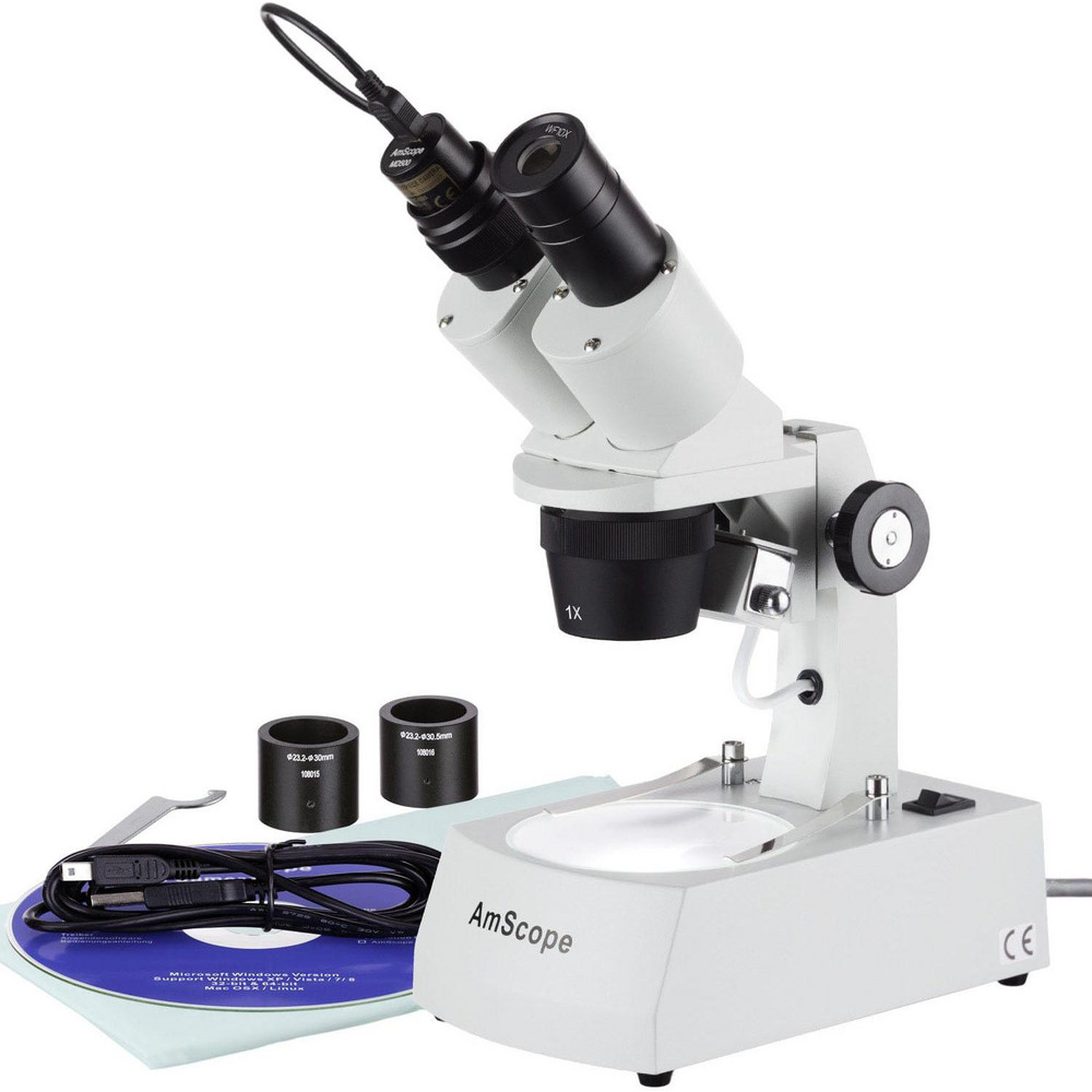 AmScope - 10X-60X Compact Multi-Lens Stereo Microscope with Angled Head ...