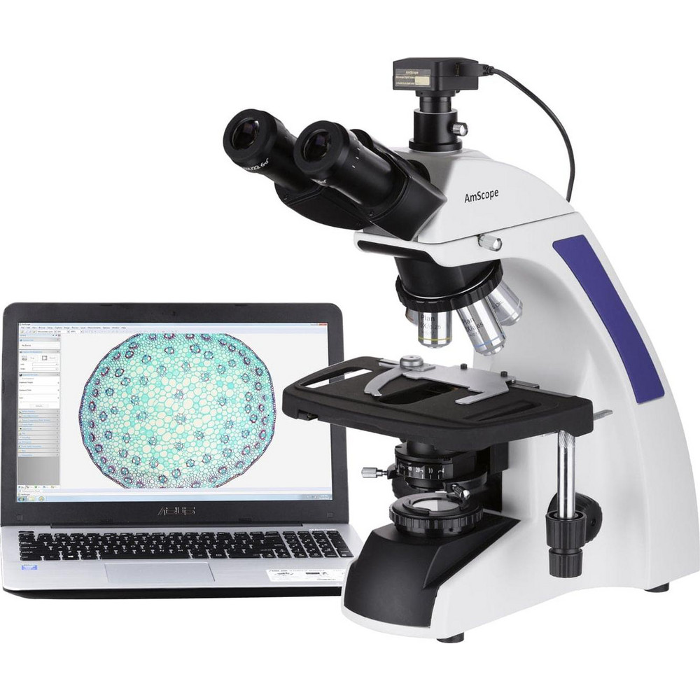 AmScope - 40X-1000X Plan Infinity Kohler Laboratory Trinocular Compound Microscope & 10MP USB3.0 ...
