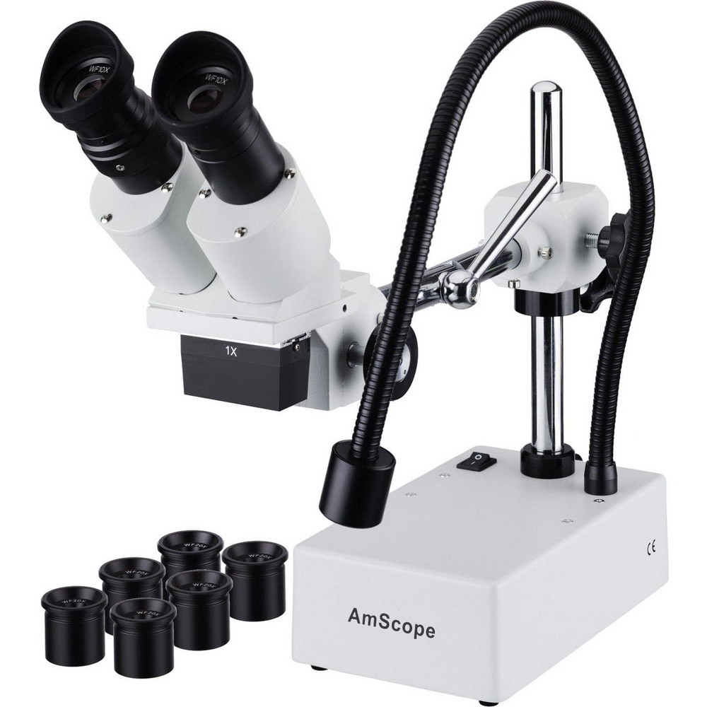 AmScope - 5X-20X Compact Fixed-Lens Stereo Boom-Arm Microscope with ...