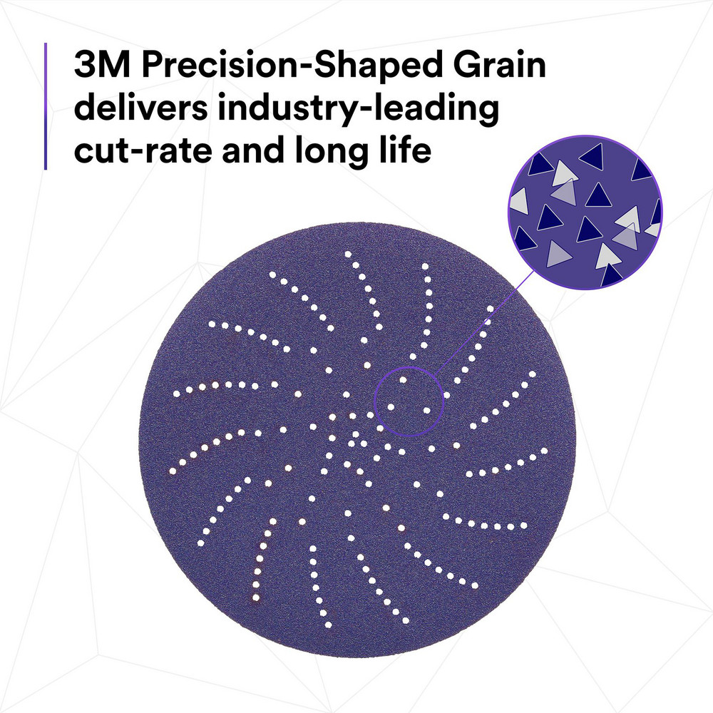 3M - Hook & Loop Disc: 6" Dia, 60 Grit, Coated, Precision Shaped ...