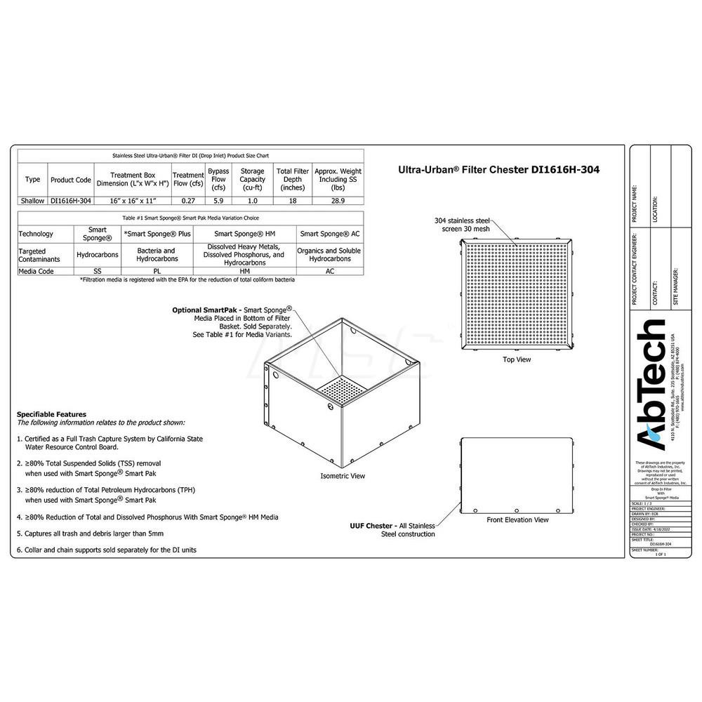 AbTech - Drain Guards, Seals & Inserts; Type: Stainless Steel Screen ...
