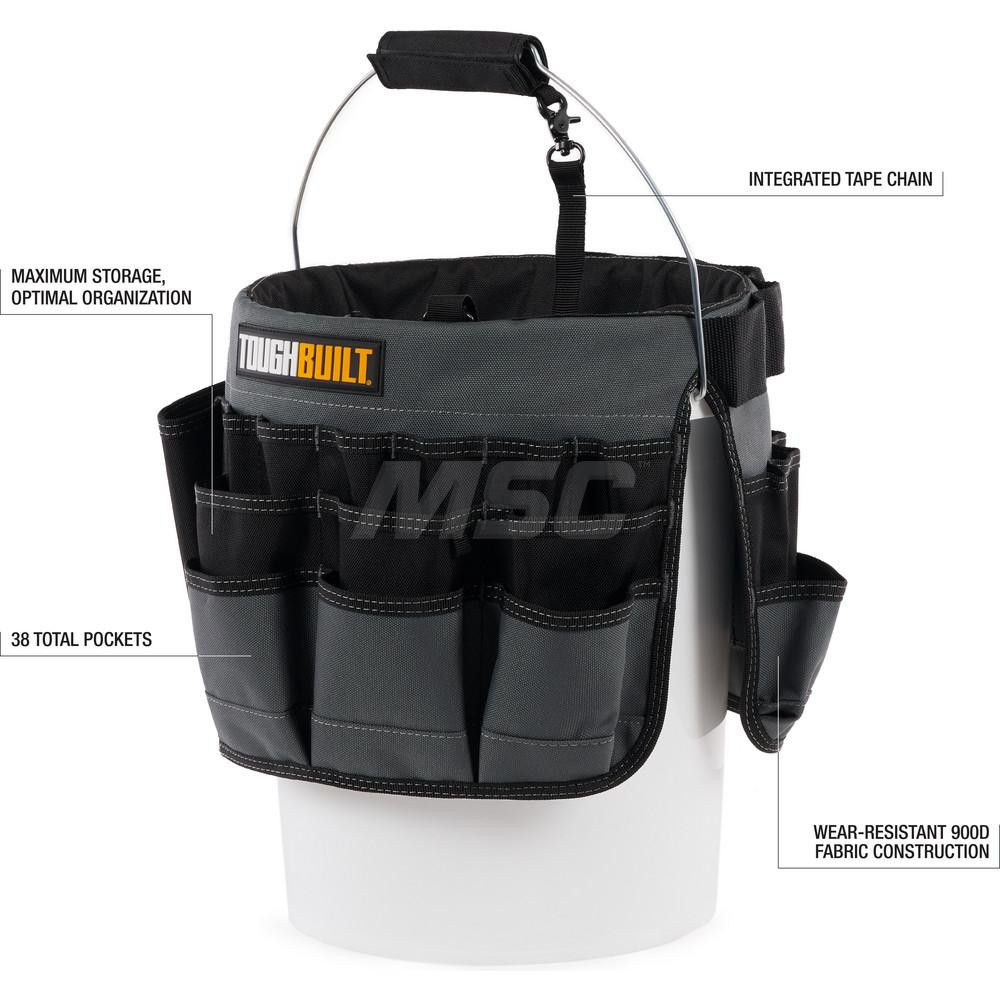 Toughbuilt - Tool Bag: 38 Pocket, 8" Wide, 1-31/32" Deep, 13" High ...