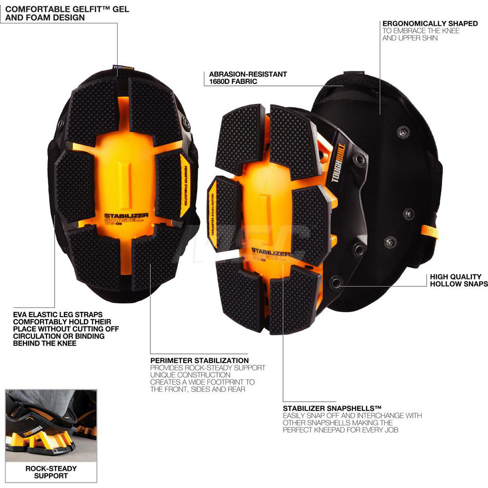 Toughbuilt - Size Universal, Hook & Loop, Hard Protective Cap, Knee Pad ...