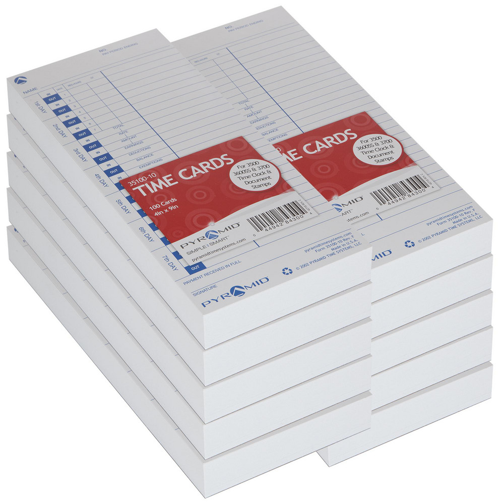 Pyramid - Pyramid Time Cards for Side Loading Time Clocks: 1,000 Pack ...