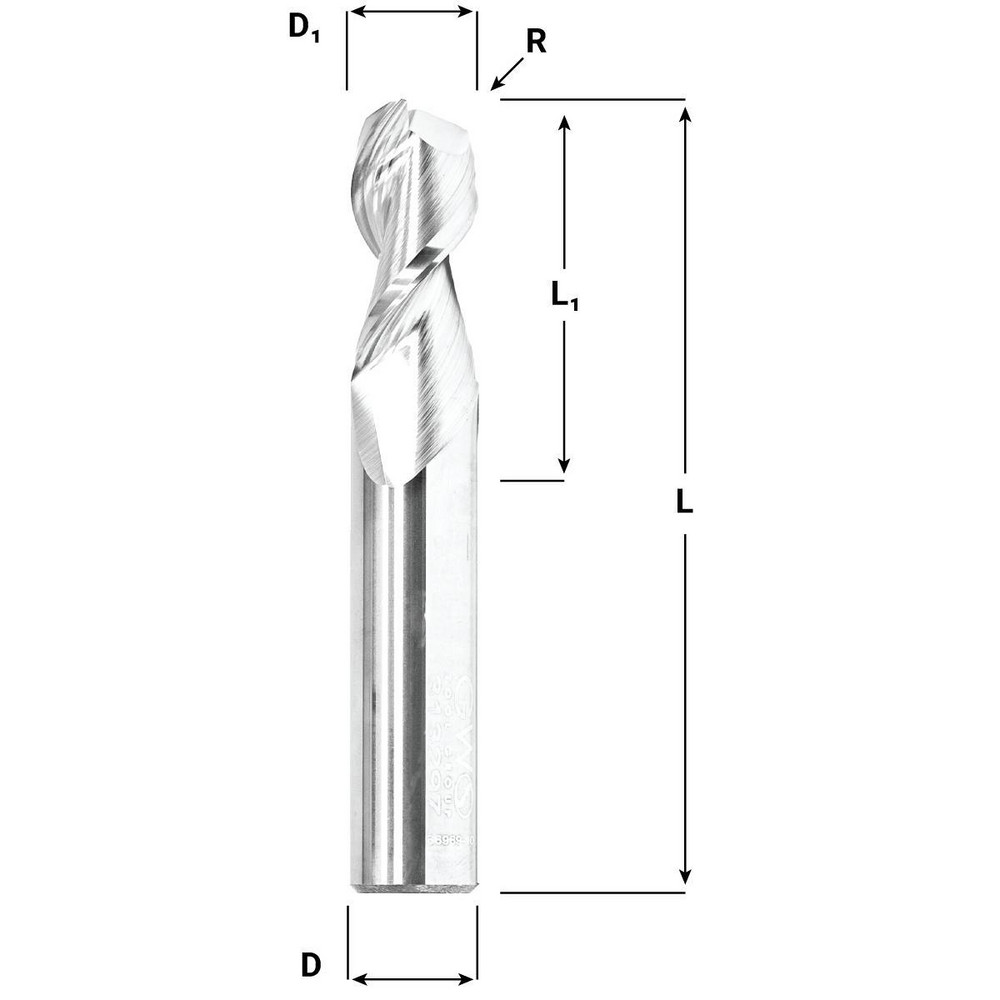 GWS - Corner Radius End Mill: 1/4" Dia, 3/8" LOC, 0.0300" Radius, 2 Flute, Solid Carbide | MSC ...