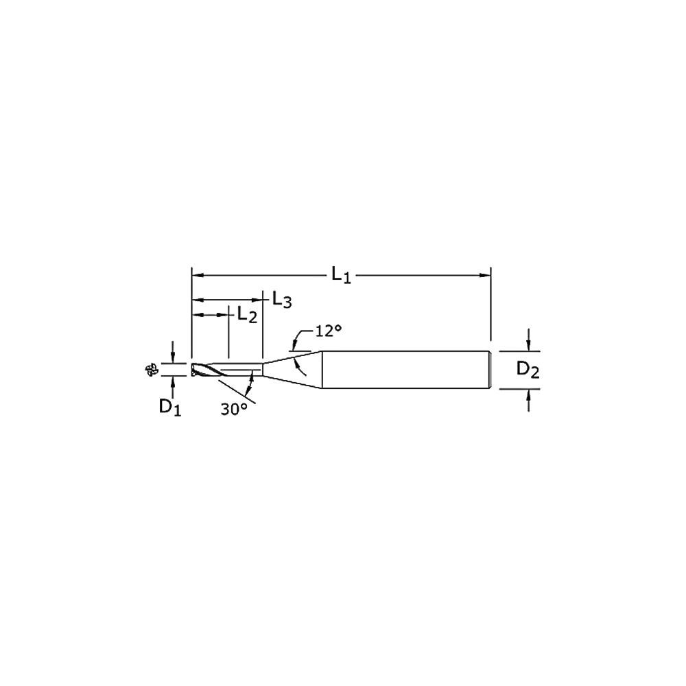 SGS - Square End Mill: 0.0470" Dia, 0.1410" LOC, 4 Flute, Solid Carbide ...