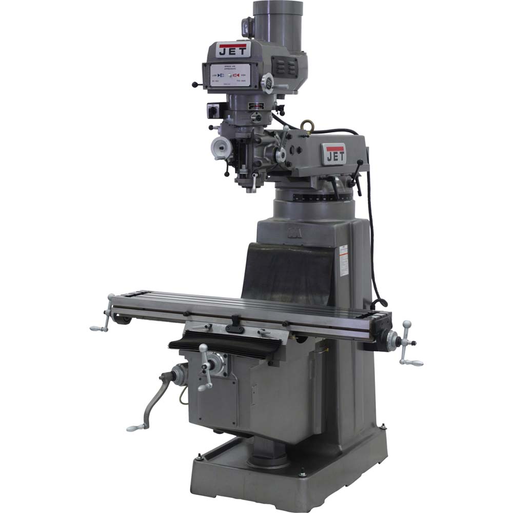 Jet - 50" x 10" Knee Milling Machine: 3.00 hp, Variable Speed Pulley ...
