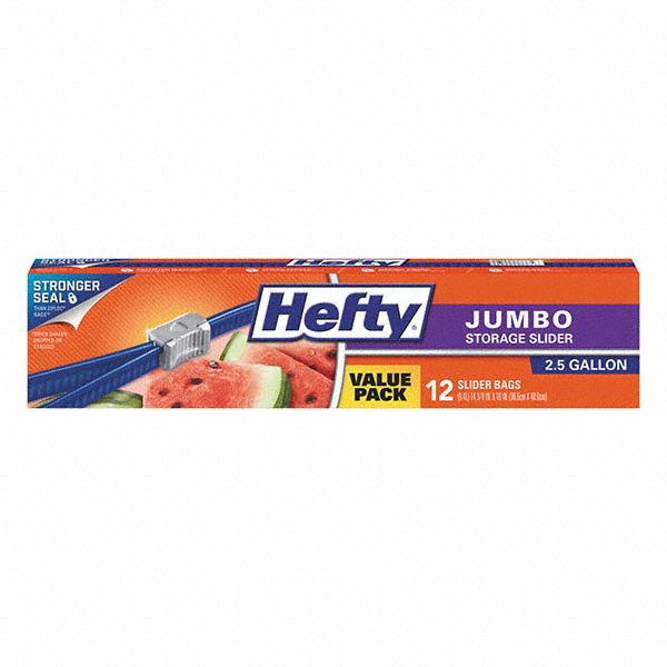 Hefty - Reclosable Food & Sandwich Bags; Volume Capacity: 2.5 Gal ...