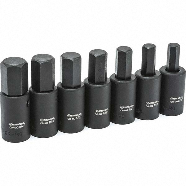 Crescent - Hex Bit Socket Set: 1/2" Drive, 7 Pc, 3/8 to 3/4" Hex | MSC ...