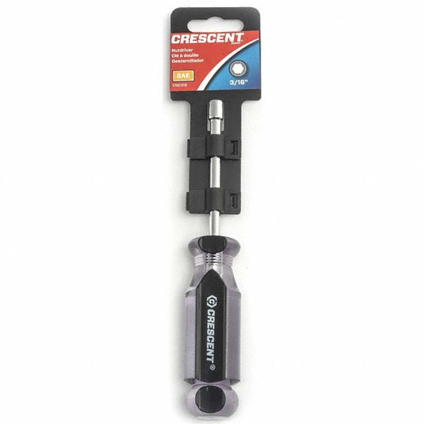Crescent - Nut Driver: 3/16" Drive, Solid Shaft, Ergonomic Handle, 6-3/ ...