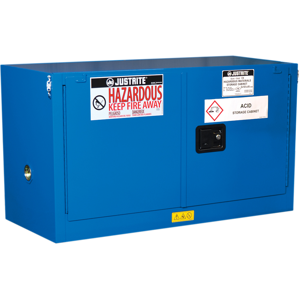 Justrite® - Space Saver Cabinet: Self-Closing, 1 Shelf, Blue | MSC Direct